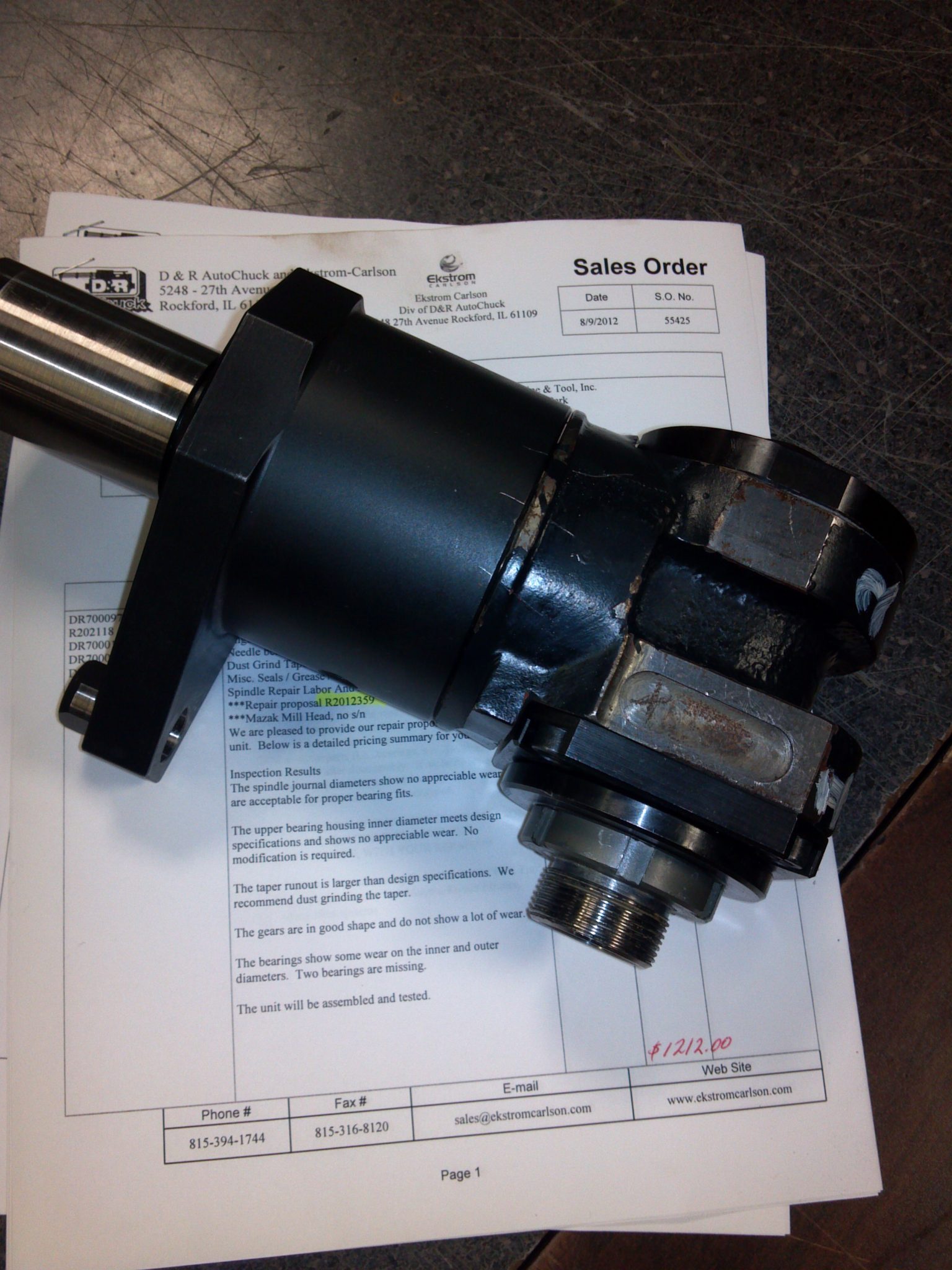 Mazak Live Tool 6100Y SSB0147 4500rpm repair - Ekstrom Carlson